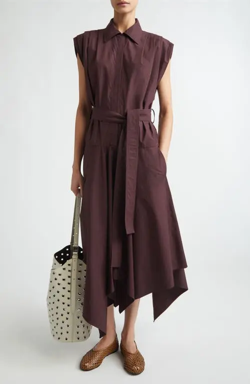 Proenza Schouler Adinna Pleated Cotton Shirtdress - Aubergine