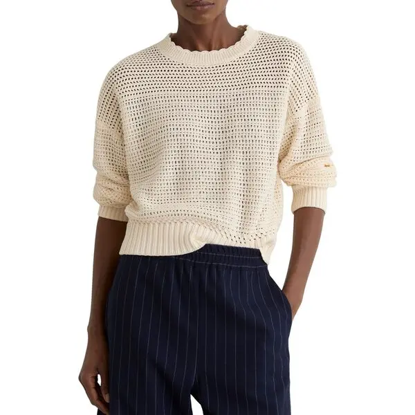 REISS Bonnie Open Stitch Cotton Sweater - Neutral