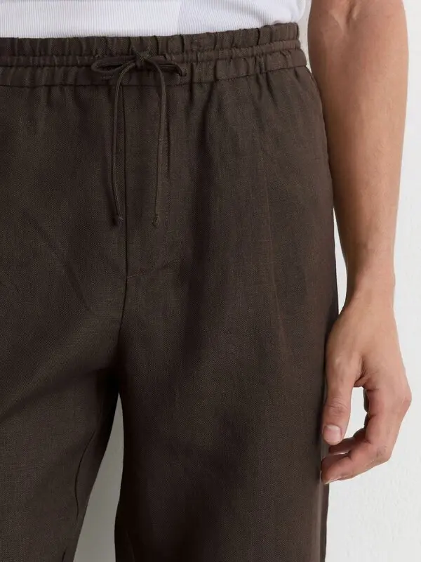 REISS Relaxed-fit Drawstring Linen Trousers - Chocolate Brown