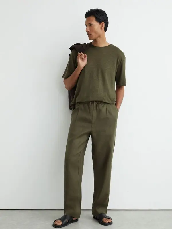 REISS Relaxed-fit Drawstring Trousers - Ivy Green