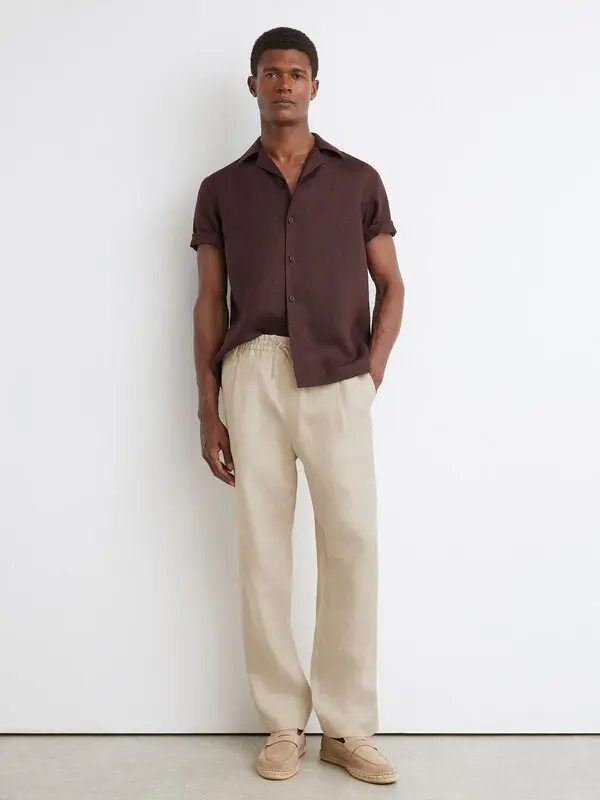 REISS Relaxed-fit Drawstring Trousers - Natural
