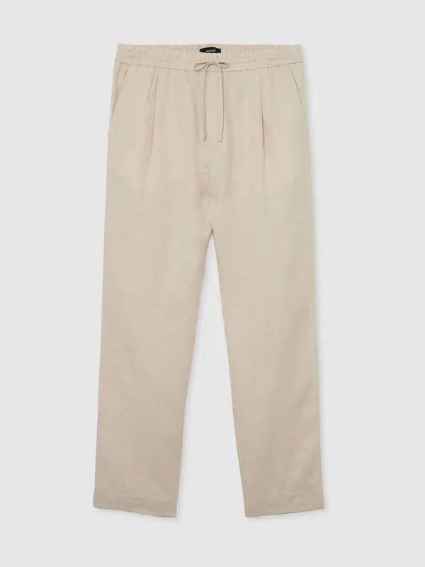 REISS Relaxed-fit Drawstring Trousers - Natural