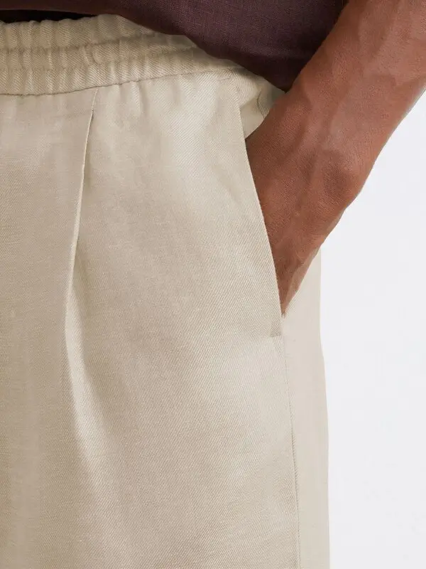 REISS Relaxed-fit Drawstring Trousers - Natural