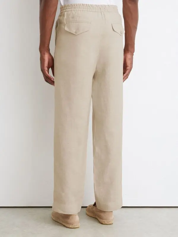 REISS Relaxed-fit Drawstring Trousers - Natural