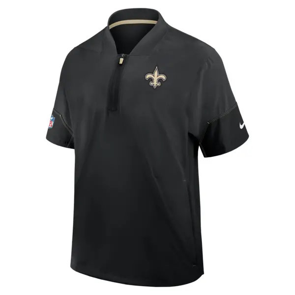 Nike New Orleans Saints Sideline Coach Nfl 1/2-zip Short-sleeve Hooded Jacket - Black