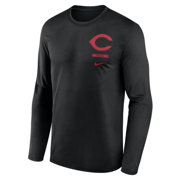 Nike Cincinnati Reds 2-hit Legend Long-sleeve Dri-fit T-shirt - Black