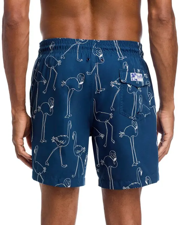 TRUNKS SURF & SWIM CO. Sano Flamingo 6.5" Swim Trunks - Dark Blue