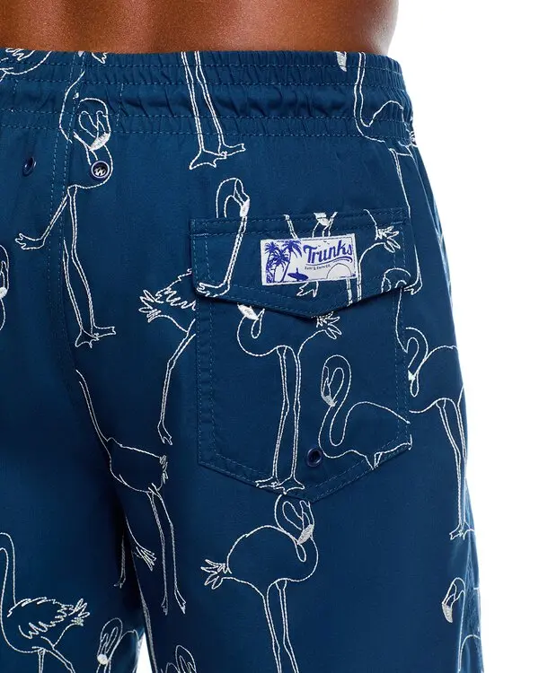 TRUNKS SURF & SWIM CO. Sano Flamingo 6.5" Swim Trunks - Dark Blue