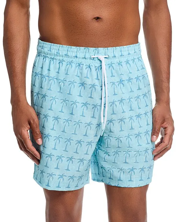 TRUNKS SURF & SWIM CO. Sano Twin Palms 6.5" Swim Trunks - Soft Blue