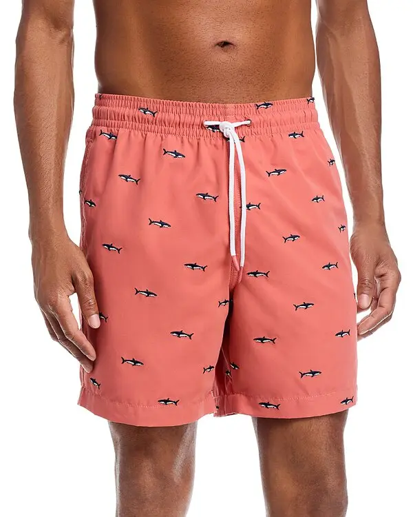 TRUNKS SURF & SWIM CO. Sano Sharks 6.5" Swim Trunks - Peach