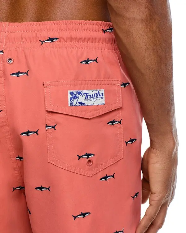 TRUNKS SURF & SWIM CO. Sano Sharks 6.5" Swim Trunks - Peach