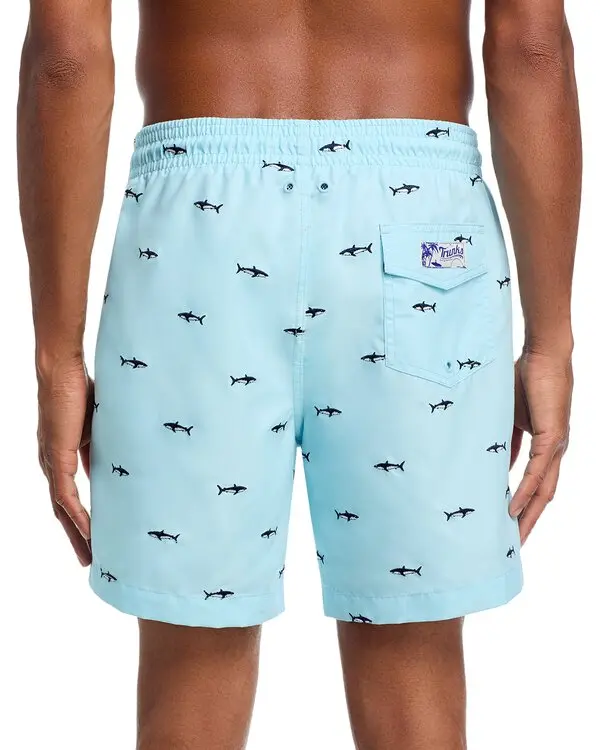 TRUNKS SURF & SWIM CO. Sano Sharks 6.5" Swim Trunks - Tide Blue