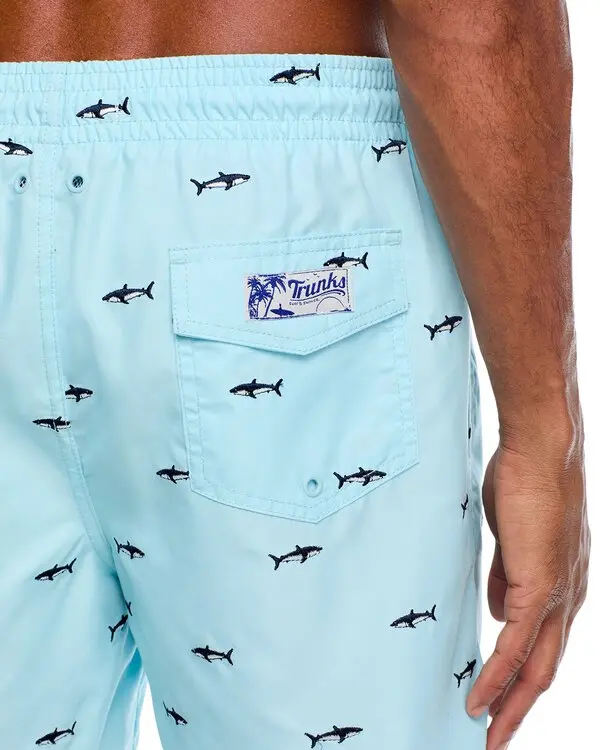 TRUNKS SURF & SWIM CO. Sano Sharks 6.5" Swim Trunks - Tide Blue
