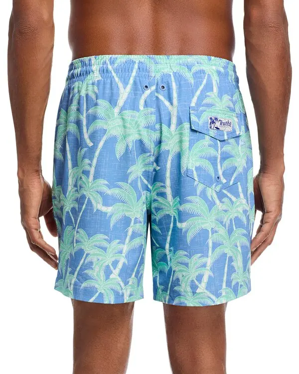 TRUNKS SURF & SWIM CO. Sano Palm Tree Print 6.5" Swim Trunks - Blue Stone