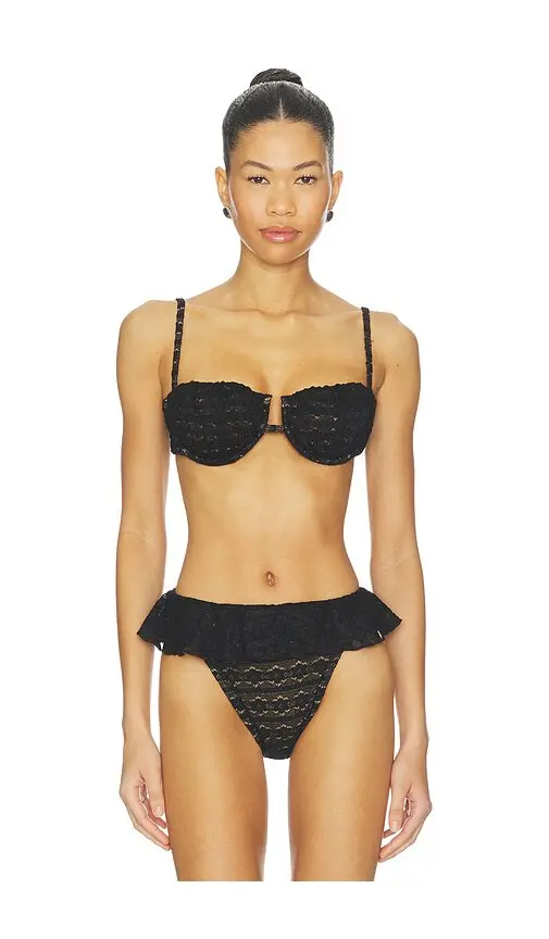 MONTCE Petal Bikini Top - Black Daisy Lace