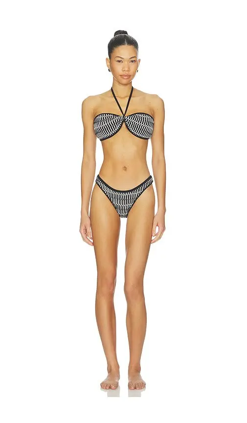 Devon Windsor Finn Halterneck Bikini Top With Tasseled Tie Back - Ash