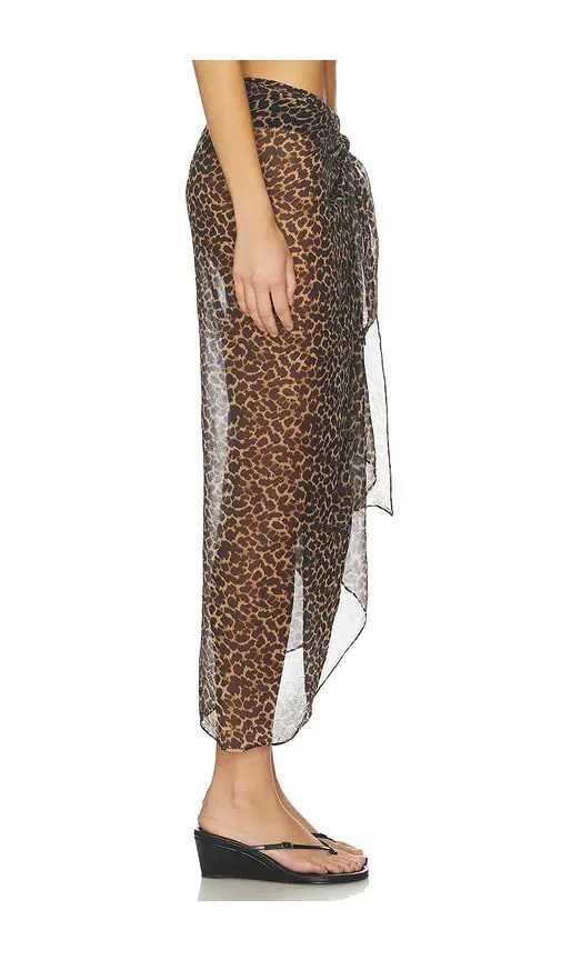 AWAY THAT DAY Santorini Sarong In Brown - Leopard Print