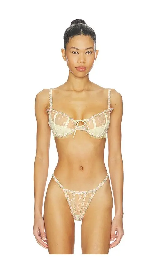 For Love & Lemons Twilight Rose Underwire Bra In Lemon - Pale Yellow
