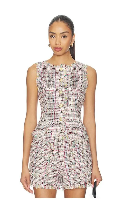 Cinq À Sept Wildflower Tweed Vest - Ivory Multi