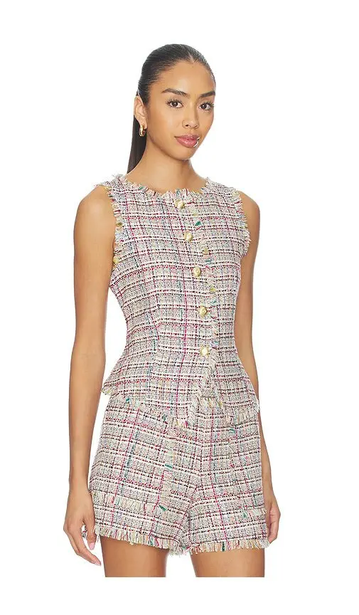 Cinq À Sept Wildflower Tweed Vest - Ivory Multi