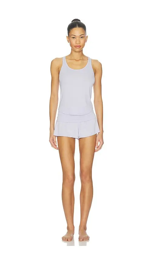 Lunya Soft Modal Rib Curved Hem Tank Top - Quiet Lilac