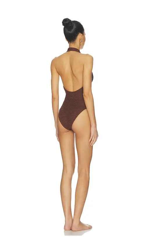 Hunza G Adriana Beaded One Piece - Metallic Chocolate
