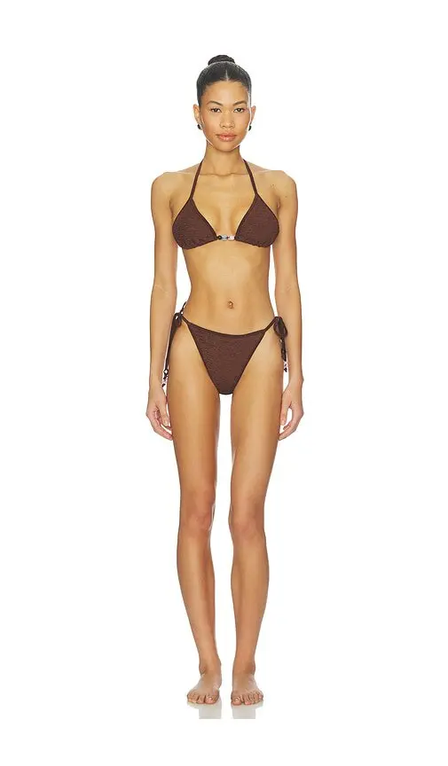 Hunza G Gina Beaded Bikini - Metallic Chocolate