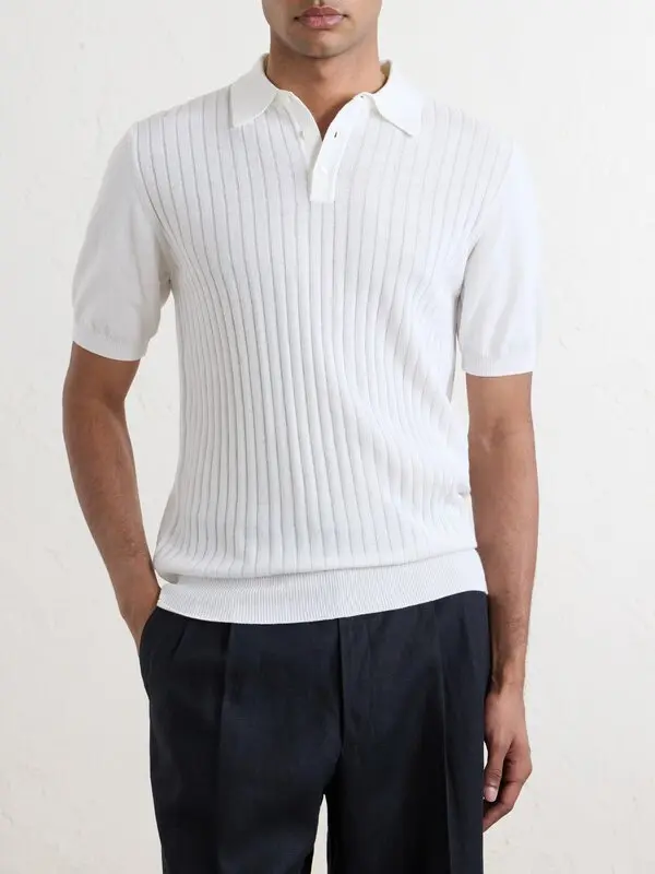 DE PETRILLO Ribbed Cotton Polo Shirt
