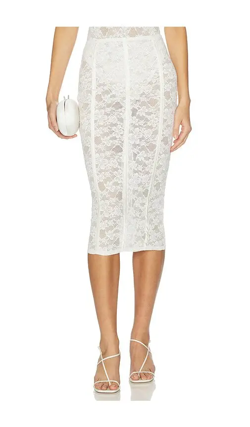 FLEUR DU MAL Le Stretch Lace Pencil Skirt - Ivory