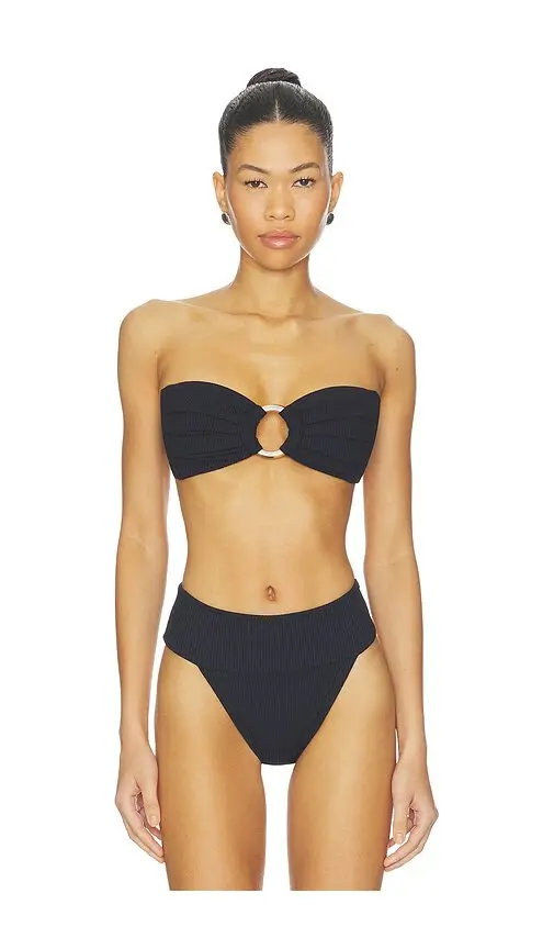 MONTCE Tori Bandeau Bikini Top - Black Rib