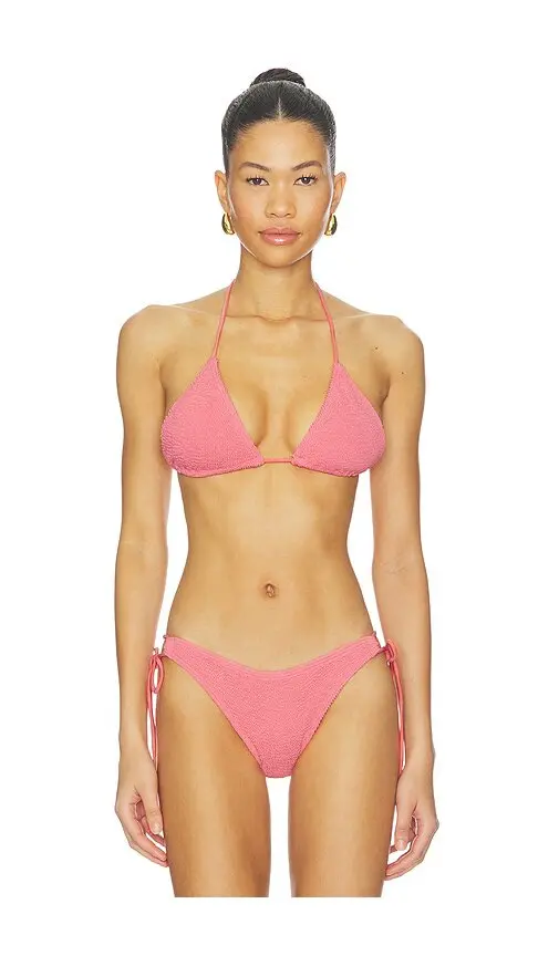 Bond Eye Ingrid Triangle Bikini Top - Coral Pink Recycled