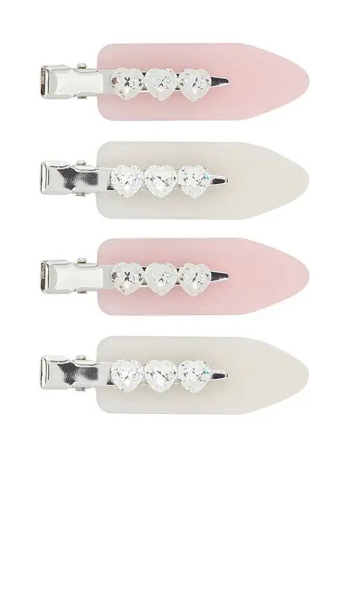 EMI JAY Popstar Clip Set Of 4 In Pink, White - Soft N Sweet