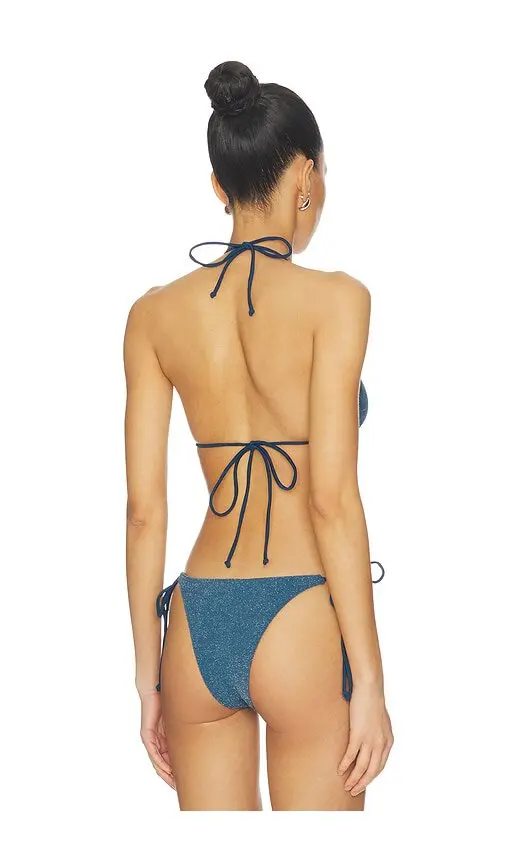 Bond Eye Beaded Ingrid Triangle Bikini Top - Ink
