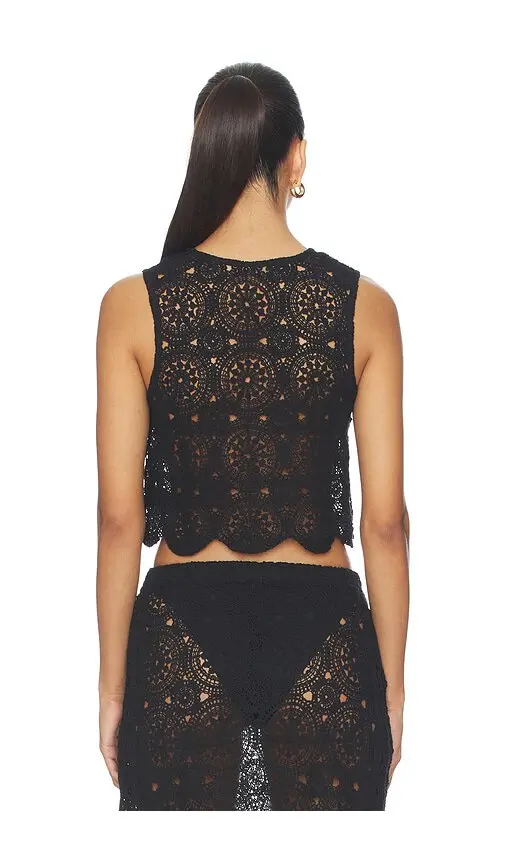 4TH & RECKLESS Laurenne Crochet Tie Top - Black