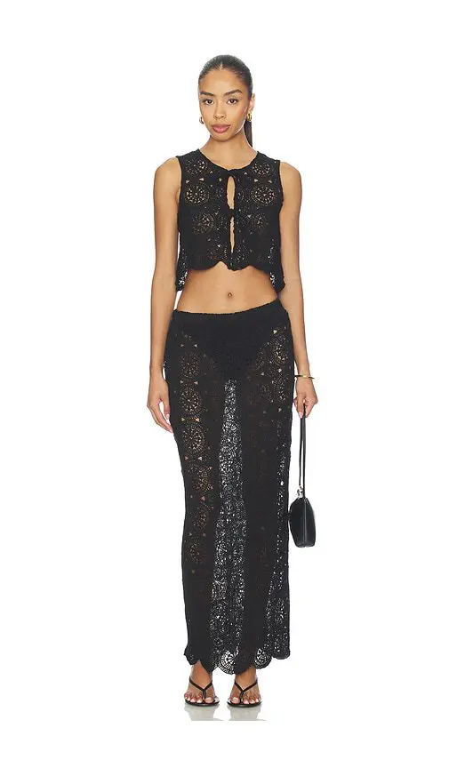4TH & RECKLESS Laurenne Crochet Tie Top - Black