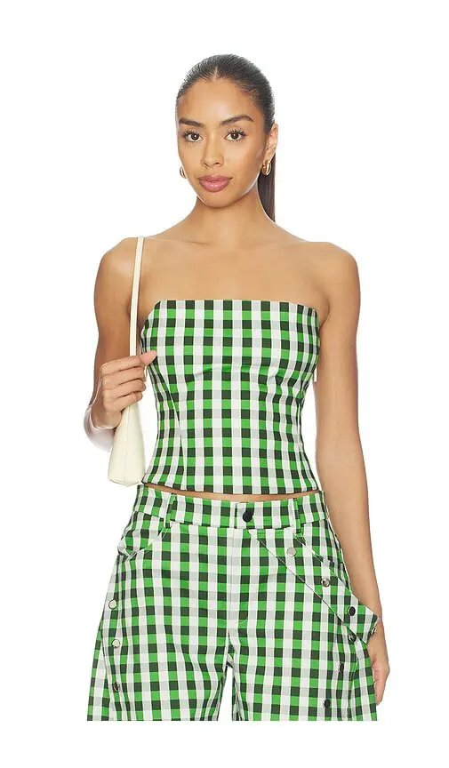 CULTNAKED Etta Bandeau Top In Green - Gingham Green