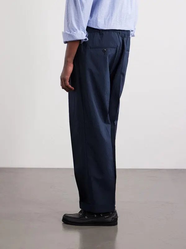 BEAMS Straight-leg Pleated Seersucker Suit Trousers