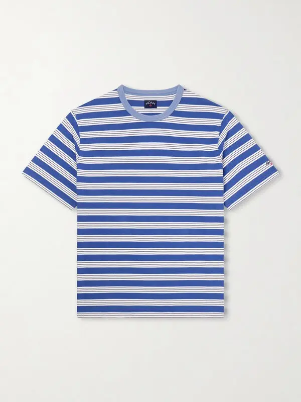 NOAH Striped Cotton-jersey T-shirt - Blue