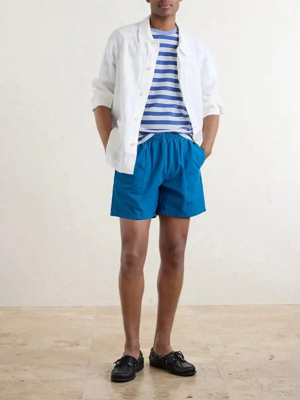 NOAH Striped Cotton-jersey T-shirt - Blue