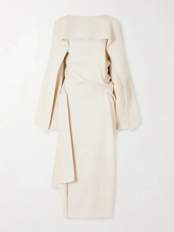 Khaite Yon Scarf-detailed Draped Midi Dress - Neutrals
