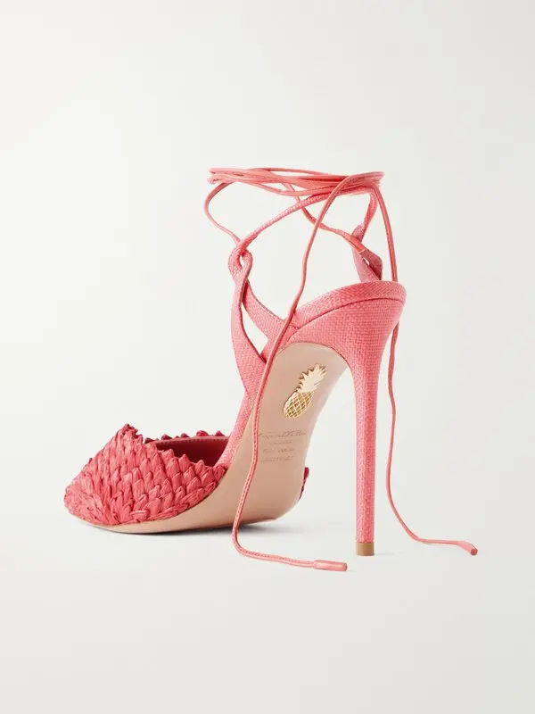 AQUAZZURA Rio Flirt 105 Raffia Sandals - Red