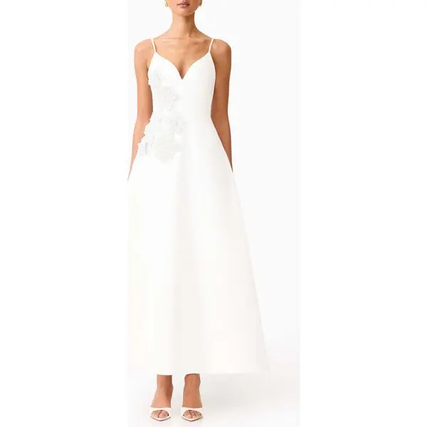 ELLIATT Stella Floral Embellished A-line Gown - White