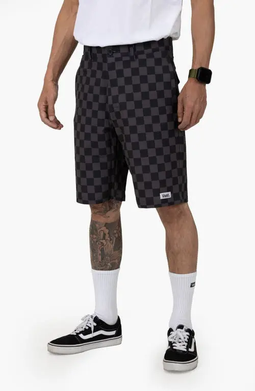 VAST Check Print Hybrid Board Shorts - Black