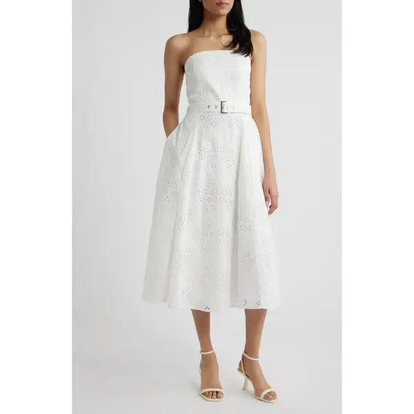 Sam Edelman Strapless Cotton Eyelet Dress