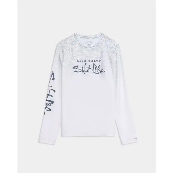 SALT LIFE Current And Catch Fade Perforated Tee - Grey