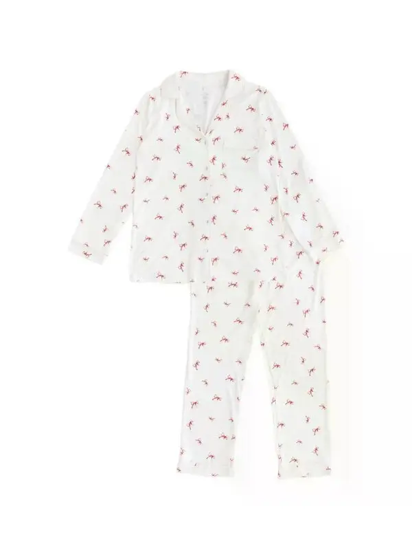 COZY CREW CLUB Bow-print Pyjama Set - White