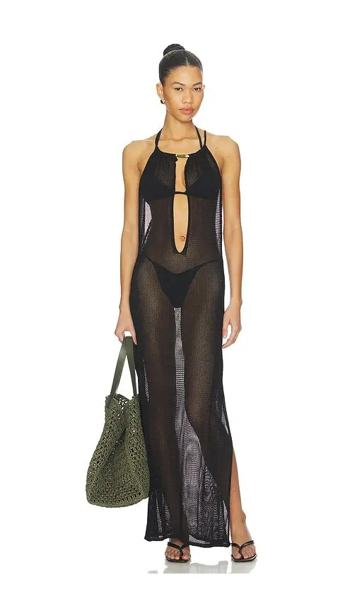 VIX PAULA HERMANNY Micah Long Cover Up Dress In . Also - Black
