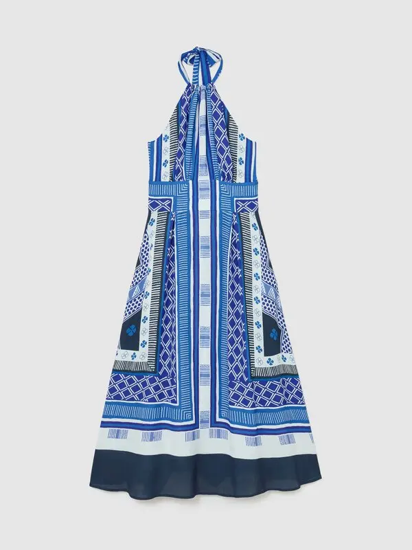 REISS Joselyn Scarf-print Halterneck Midi Dress