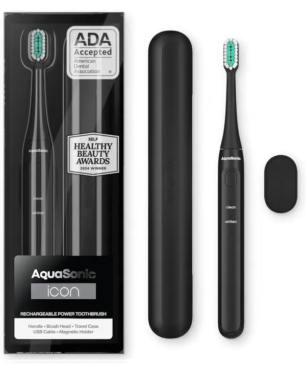 AQUASONIC Icon Rechargeable Electric Toothbrush - Black