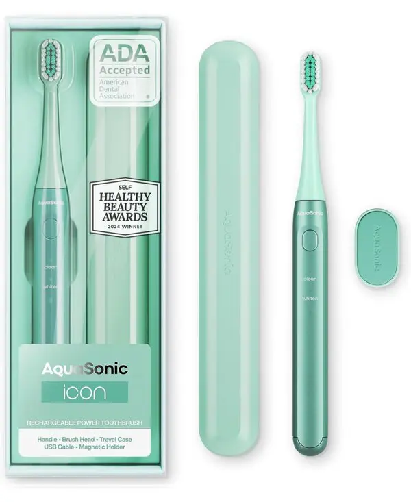 AQUASONIC Icon Rechargeable Electric Toothbrush - Green